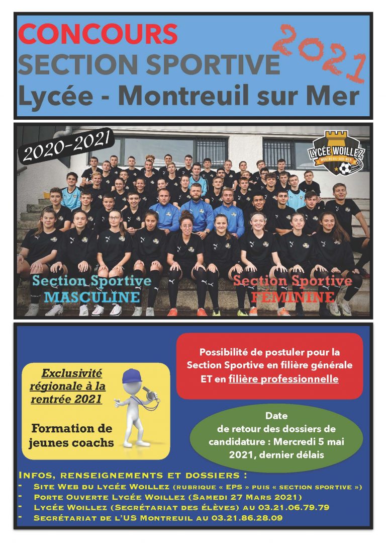Concours section sportive Lycée Woillez – DISTRICT COTE D'OPALE DE FOOTBALL